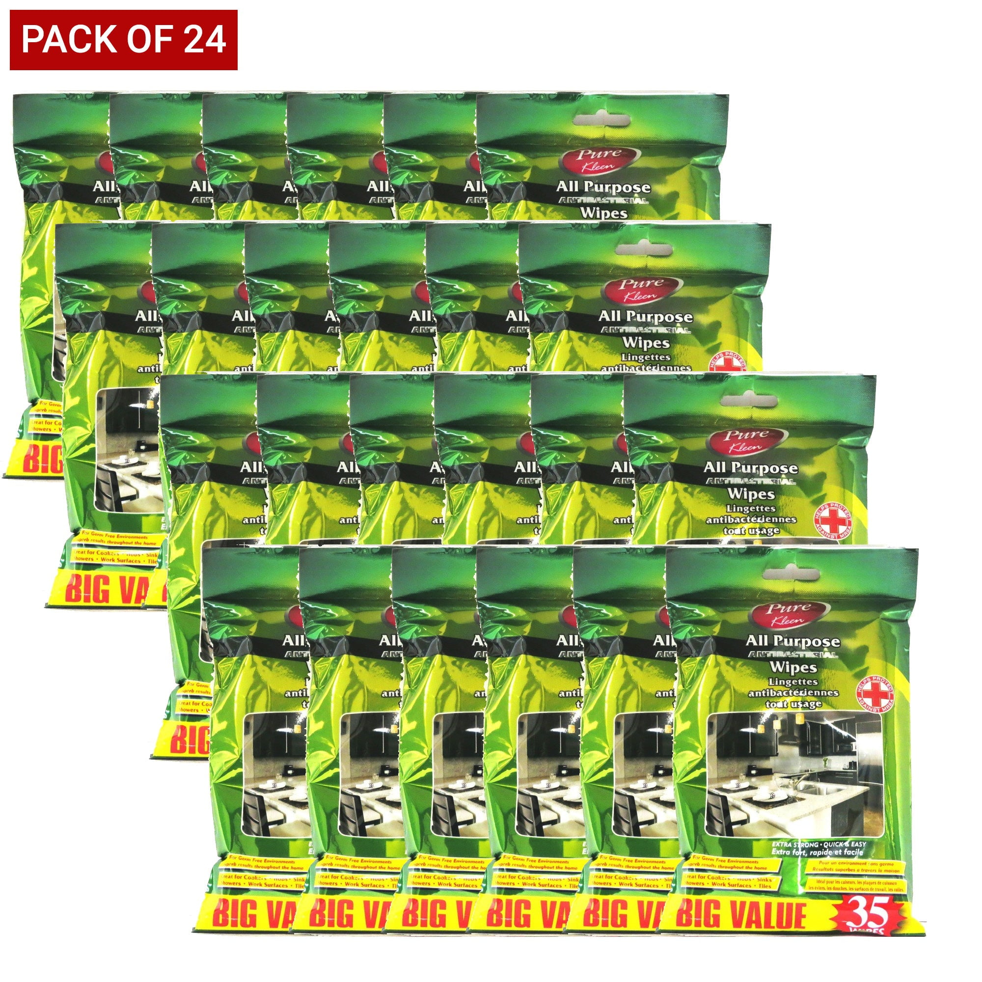 Pure Kleen All Purpose Antibacterial Wipes, Lingettes, 35 Wipes Per ...