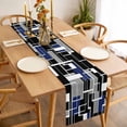 Abstract Lines Cotton Linen Table Runner Black Gray Navy Rectangle ...