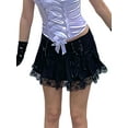 Women Lace Patchwork Mini Pleated Skirts High Waist Lace Up Ruffle