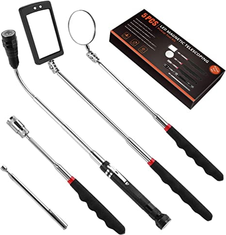 Telescoping Magnetic Pickup Tool Set- Extendable Magnet Flashlight with ...