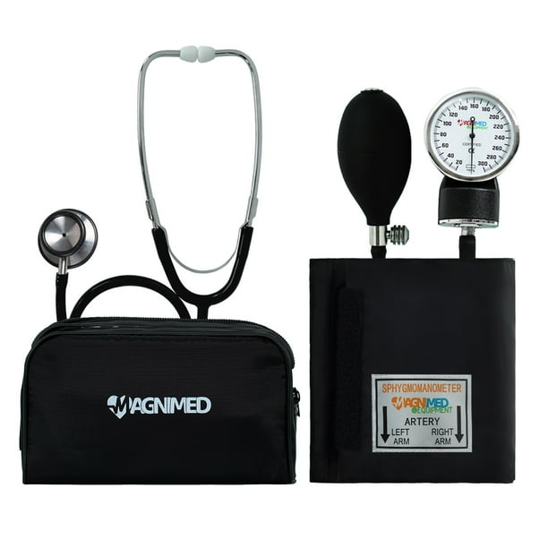 Kit Baumanómetro y Estetoscopio Profesional de Doble Campana con Estuche Pórtatil Color Negro ...