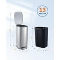 Senfot Slim Kitchen Trash Can 13 gal, Skinny Stainless Steel Garbage ...