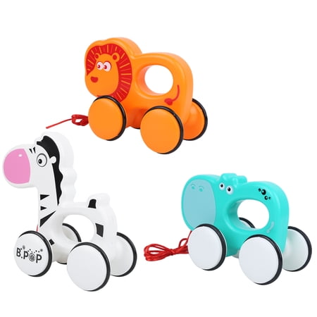 Animal Four Wheeled Pull Along Toy, Walking Toys, Walk-A-Long For Baby ...
