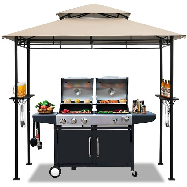 DikaSun Grill Gazebo Barbecue Canopy 8' x 5'Double Tiered Outdoor BBQ ...