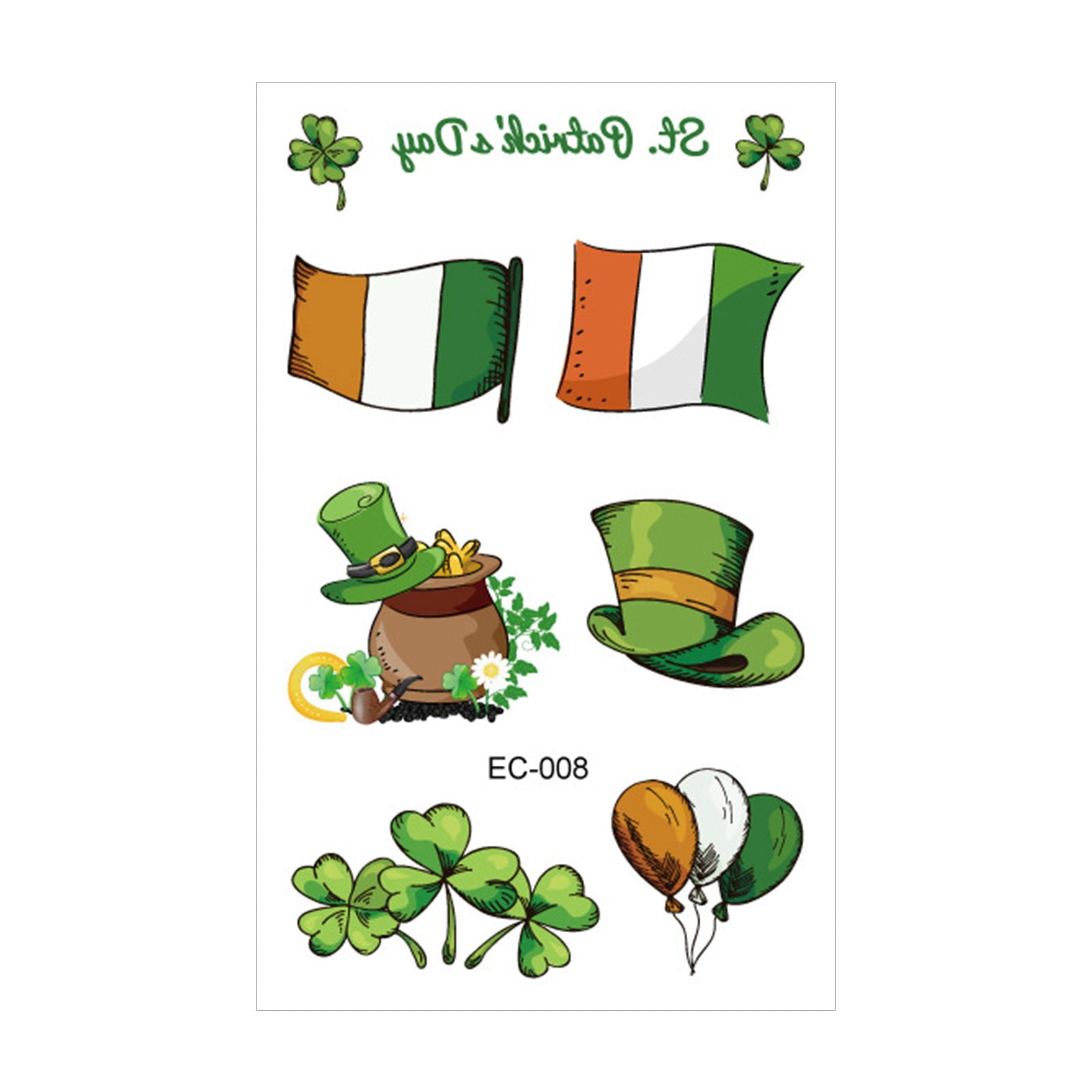 SEMIMAY St. Patricks Day Decorative Tattoos Green Irish Temporary ...