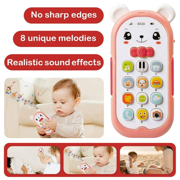 Homaful Baby Cell Phone Toy with Teether Lights & Music Sing & Count ...