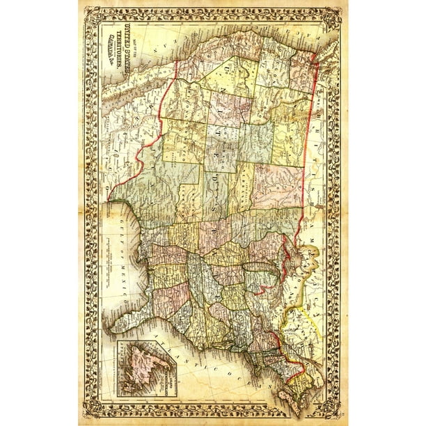 16x24in Photo Paper British America. Photo Print Poster Vintage Maps ...