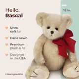 Bearington Rascal, 18 Inch White Teddy Bear Stuffed Animal, Makes a ...