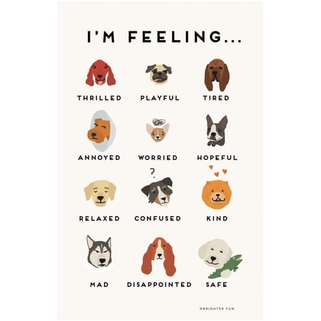 Feelings Chart: Dogs Children's Classroom Bedroom Nursery Poster ...