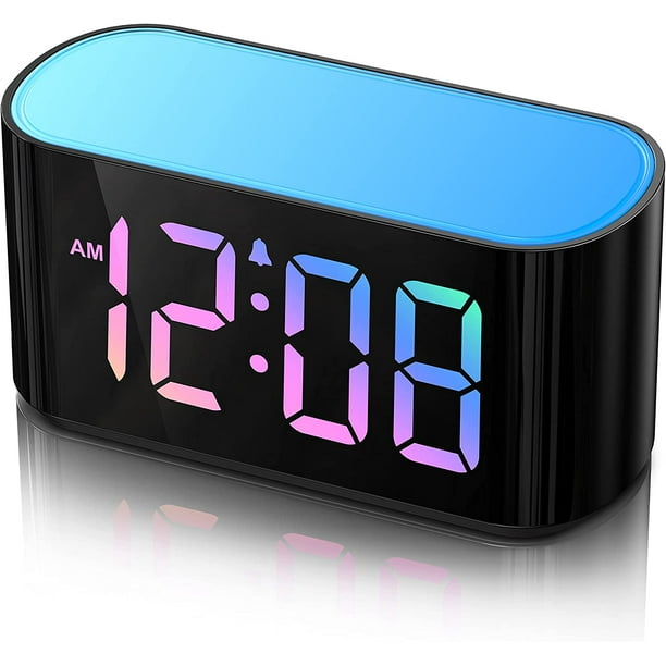 HOUSBAY Rainbow Digital Alarm Clock with Night Light,Large Display with ...