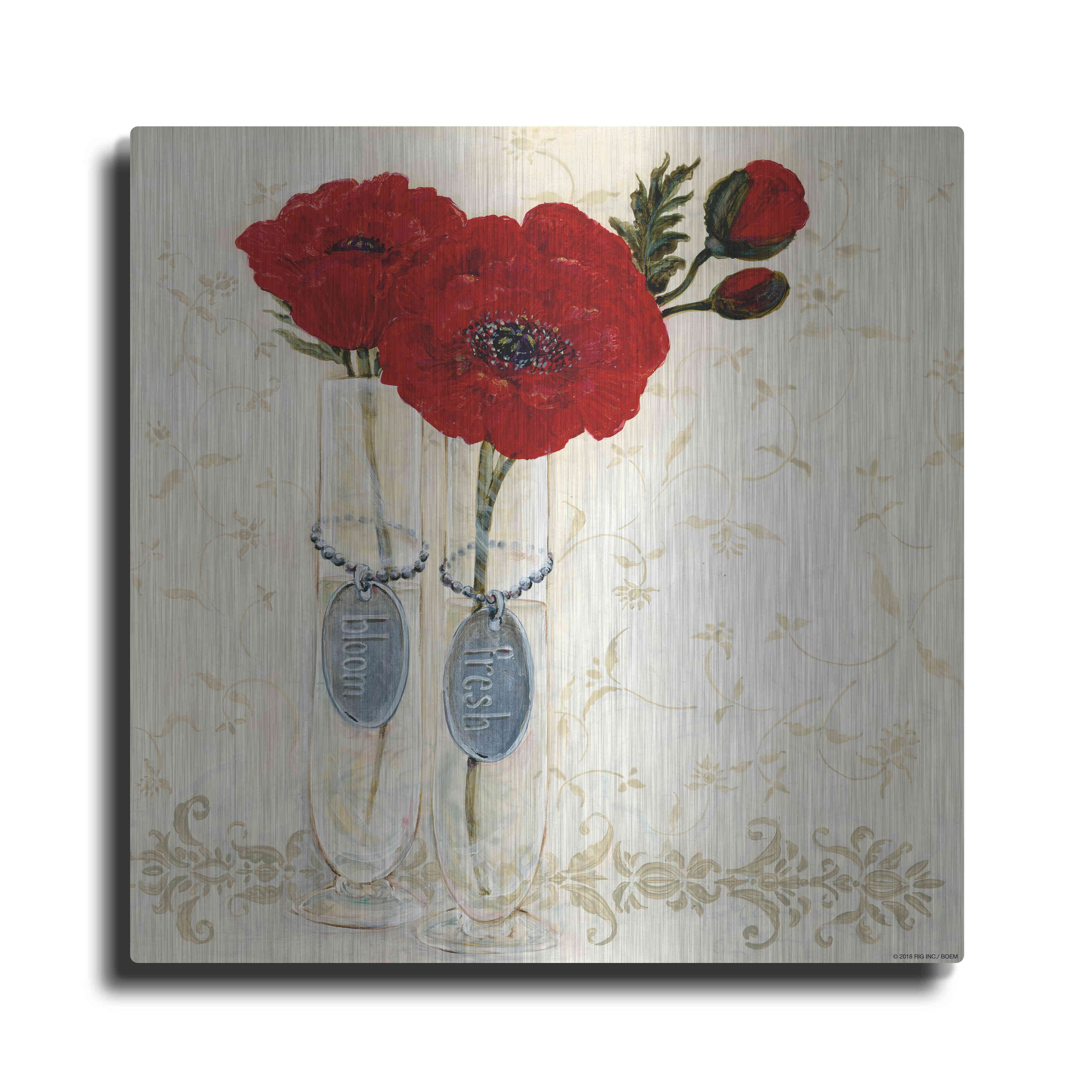 Luxe Metal Art 'Inspired Red' by Jadei Graphics, Metal Wall Art, 12"x12 ...