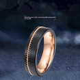 6mm Wide Black Brushed Tungsten Carbide Wedding Band Two-Tone Rose Gold ...