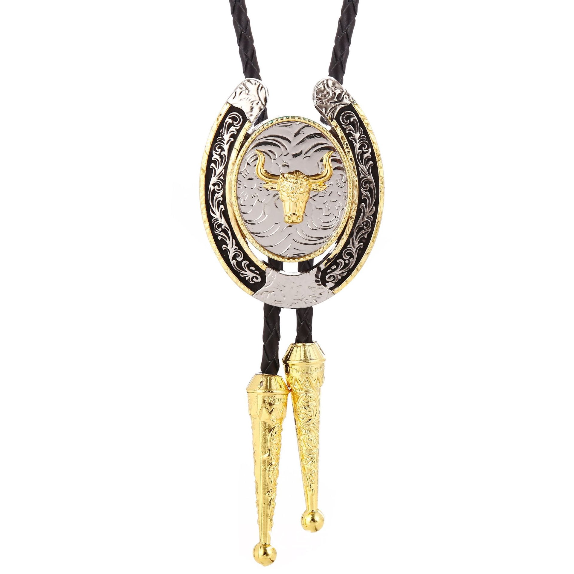 Bolo Tie for Men- Western Cowboy Golden Longhorn bull Eagle Horse Bolo ...