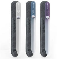 GERMANIKURE Czech Crystal Glass Nail File 4 Pack in Suede Leather Case ...