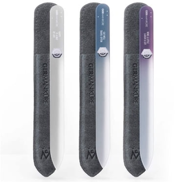 GERMANIKURE Czech Crystal Glass Nail File 4 Pack in Suede Leather Case ...