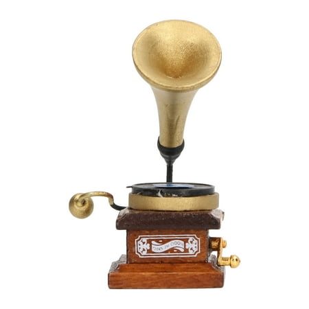 Dollhouse Phonograph, Birch Wood Dollhouse Gramophone For Kids For ...