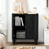 PHOYAL Black Sideboard and Buffets, Fluted Buffet Cabinet with 2 Arch ...