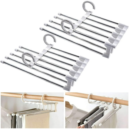 Trouser Hangers Space-Saving Multi-Purpose Set of 2 Stainless Steel ...