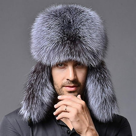 Mens Ushanka Ear Flaps Hats Winter Faux Fur Thermal Cossack Trapper ...