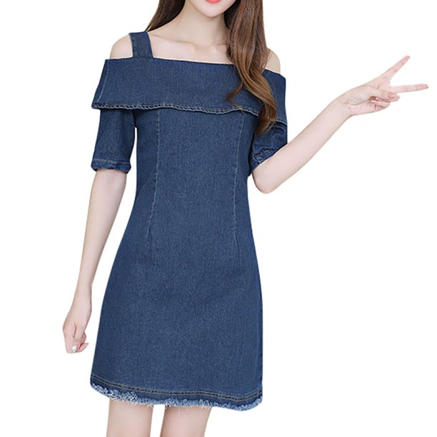 Off Shoulder Denim Dress Plus Size