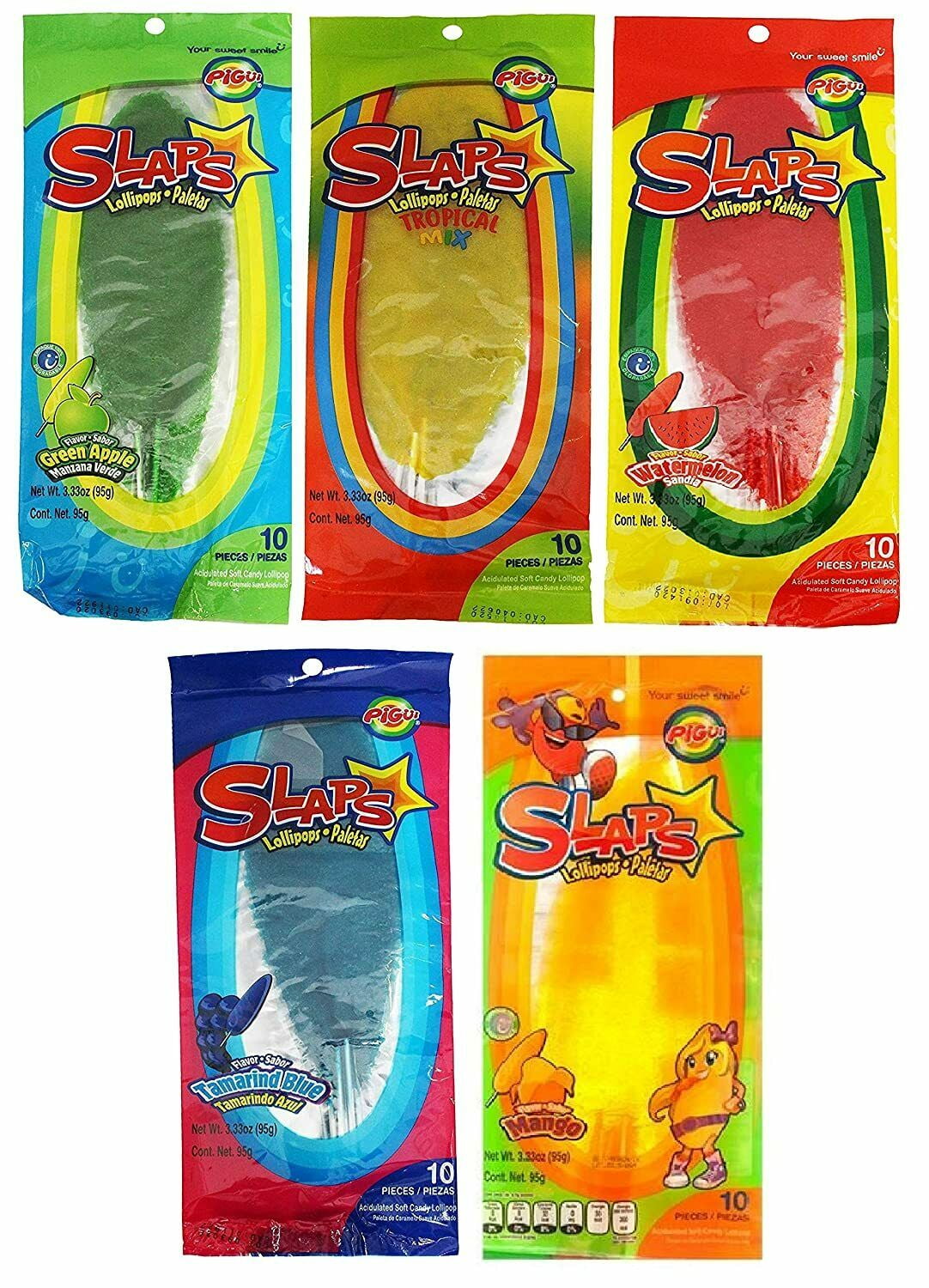 Mexican Slaps Lollipop 50 Pieces Mega Bundle 5 Flavor Tropical ...