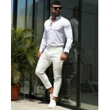 BUYJYA Men's Muscle Dress Shirts Casual Button Down Long Sleeve Elasticity Athletic Fit Wrinkle ...