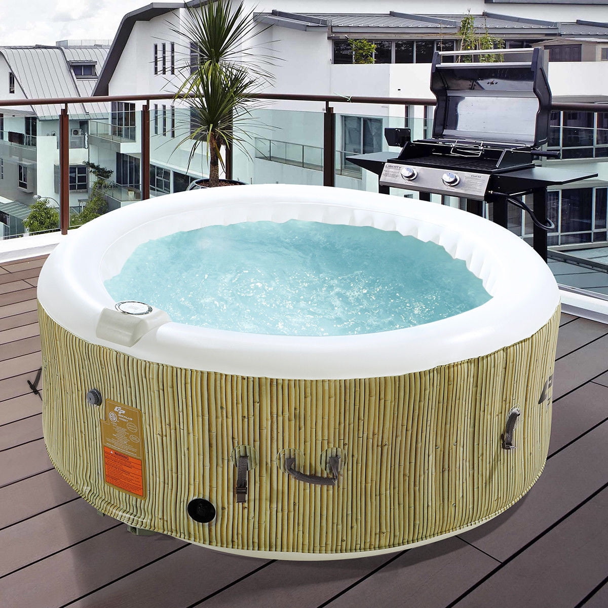 4 Person Inflatable Hot Tub Portable Heated Bubble Massage Spa Outdoor Jets