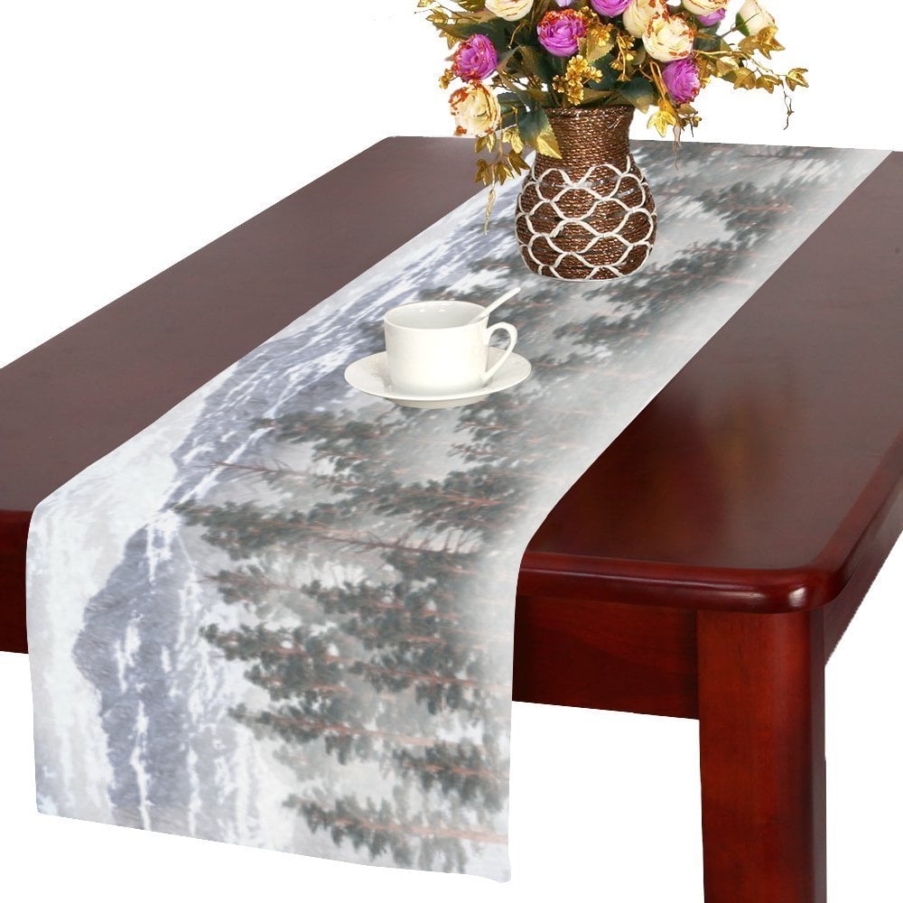 MYPOP Rocky Snow Coverd Mountains Grey Table Runner Placemat 16x72 ...