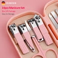 14 Piece Deluxe Manicure & Pedicure Set Pink And Blue Stainless Steel ...