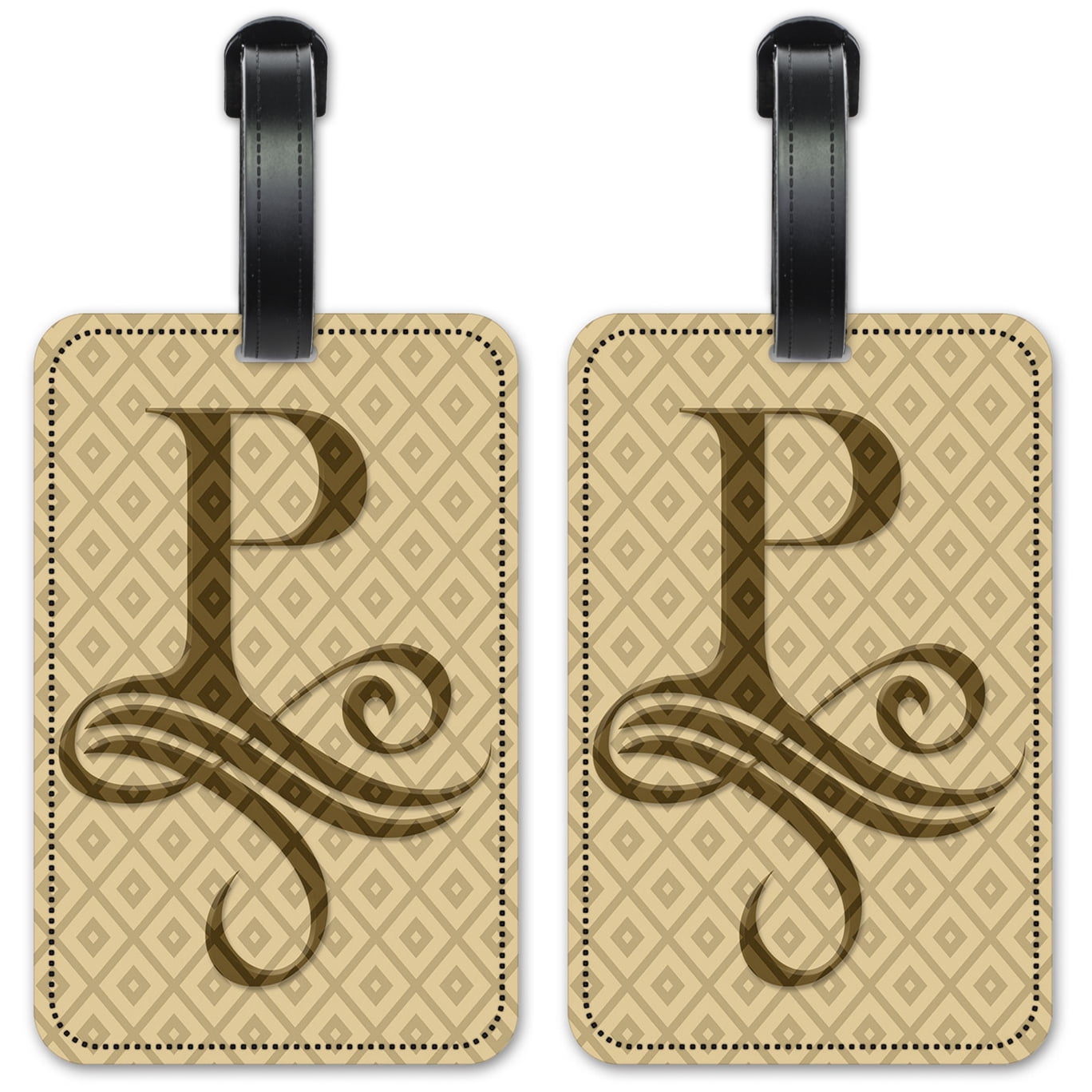 Letter "P" Monogram - Luggage ID Tags / Suitcase Identification Cards ...