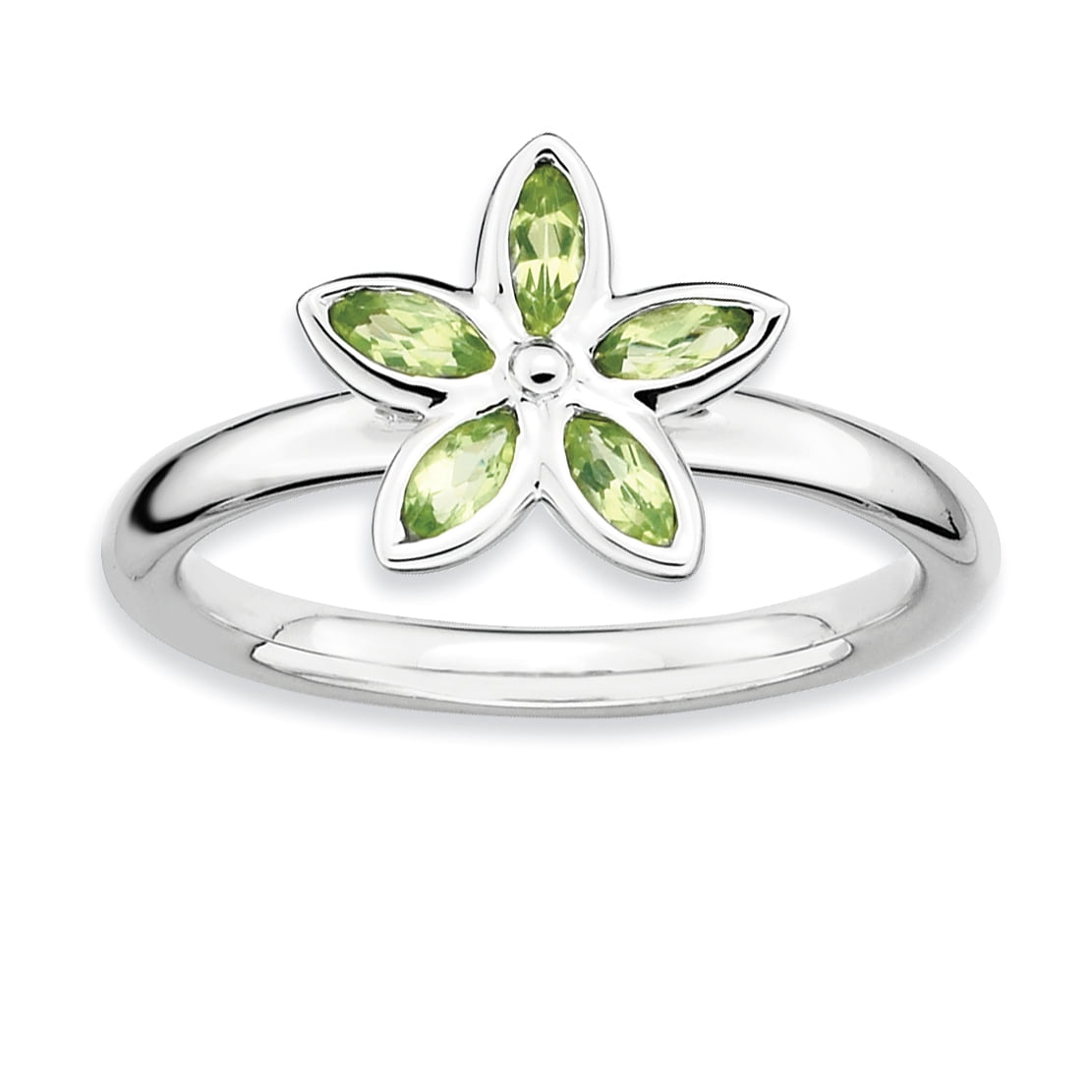 Sterling Silver Peridot Flower Ring - Walmart.com