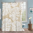 Beige Leaf Shower Curtain Set with Hooks, Tropical Country Watercolor ...