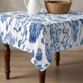Blue Floral Table Cloth Waterproof Tablecloths, Elegant Botanical ...