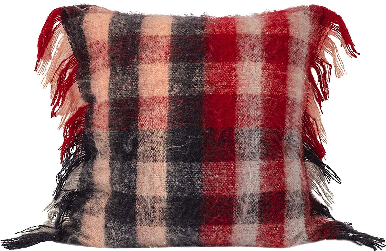 Mohair Plaid Red Check Decorative Cushion, 20" x 20" - Walmart.com