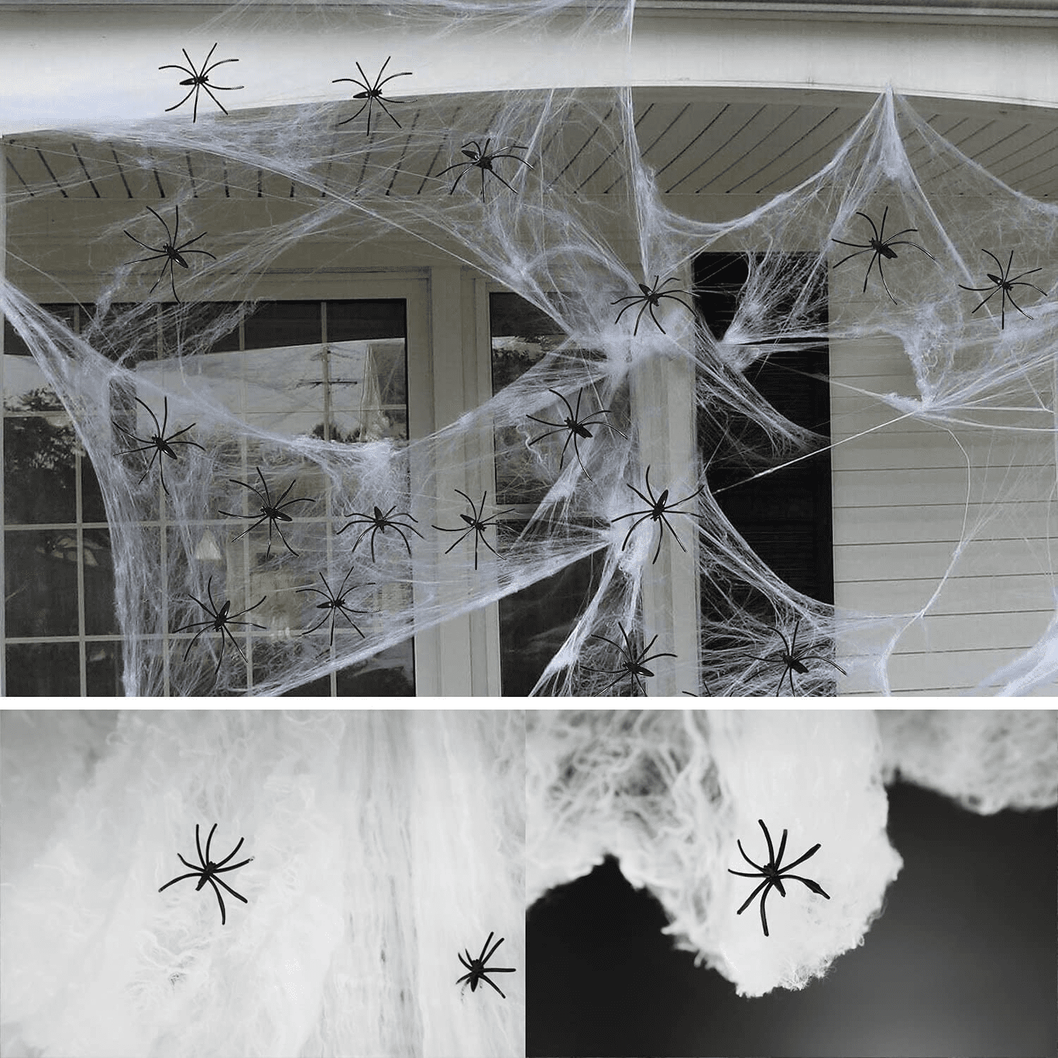 1400 Sqft Spider Webs With 50 Fake Spiders Halloween Decoration Super