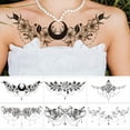 Chest Underboob Temporary Tattoos for Women Adult, 6 Pack Black Fake ...