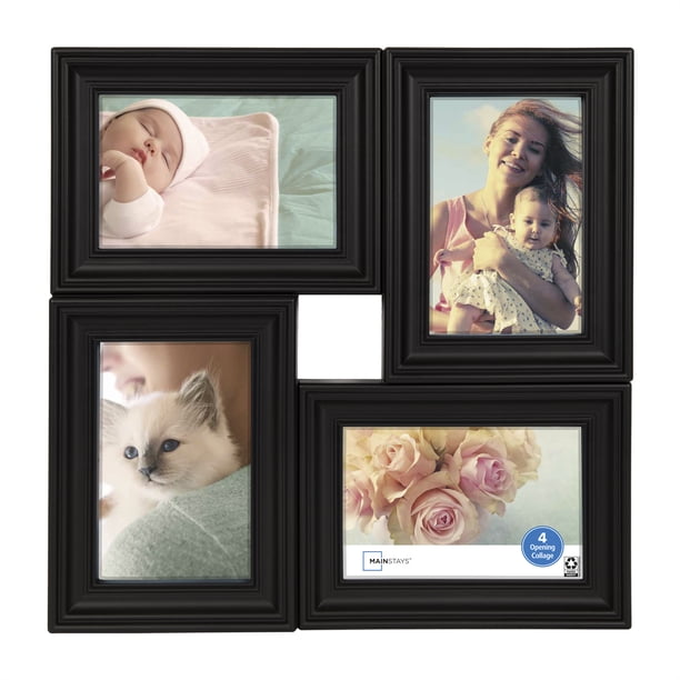 Mainstays 4-Opening 4x6 Square Collage Picture Frame, Black - Walmart.com