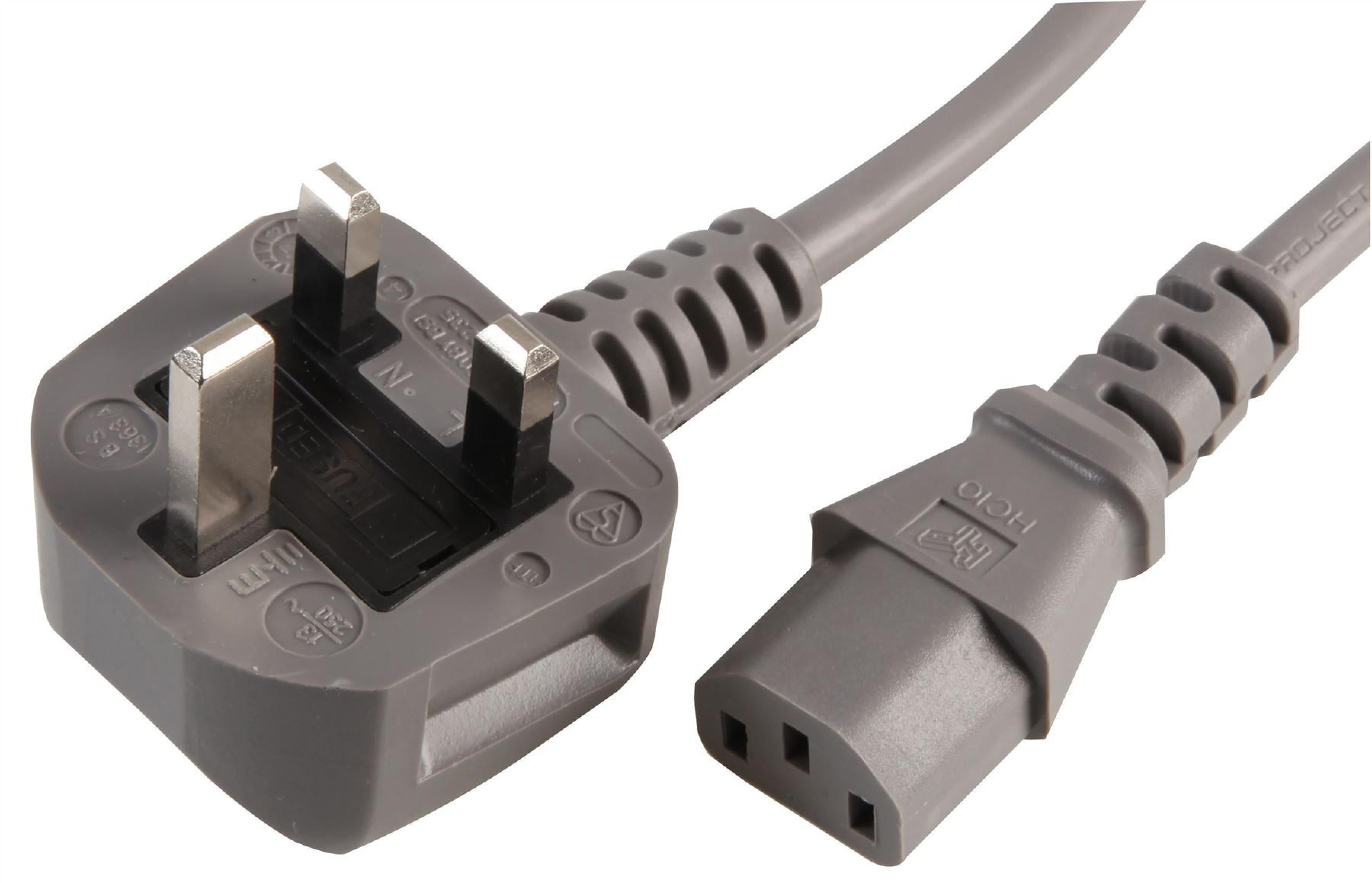 PRO ELEC - 3m UK Plug to IEC C13 Socket Mains Lead, 10A Grey - Walmart.com