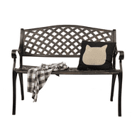 Ktaxon 40.5'' Outdoor Cast Aluminum Bench With Mesh Backrest Seat ...