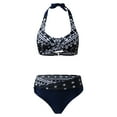 Huesdet Womens Scoop Neck High Waisted Bikini Sets Two Piece Swimsuit Floral Print Tummy Control