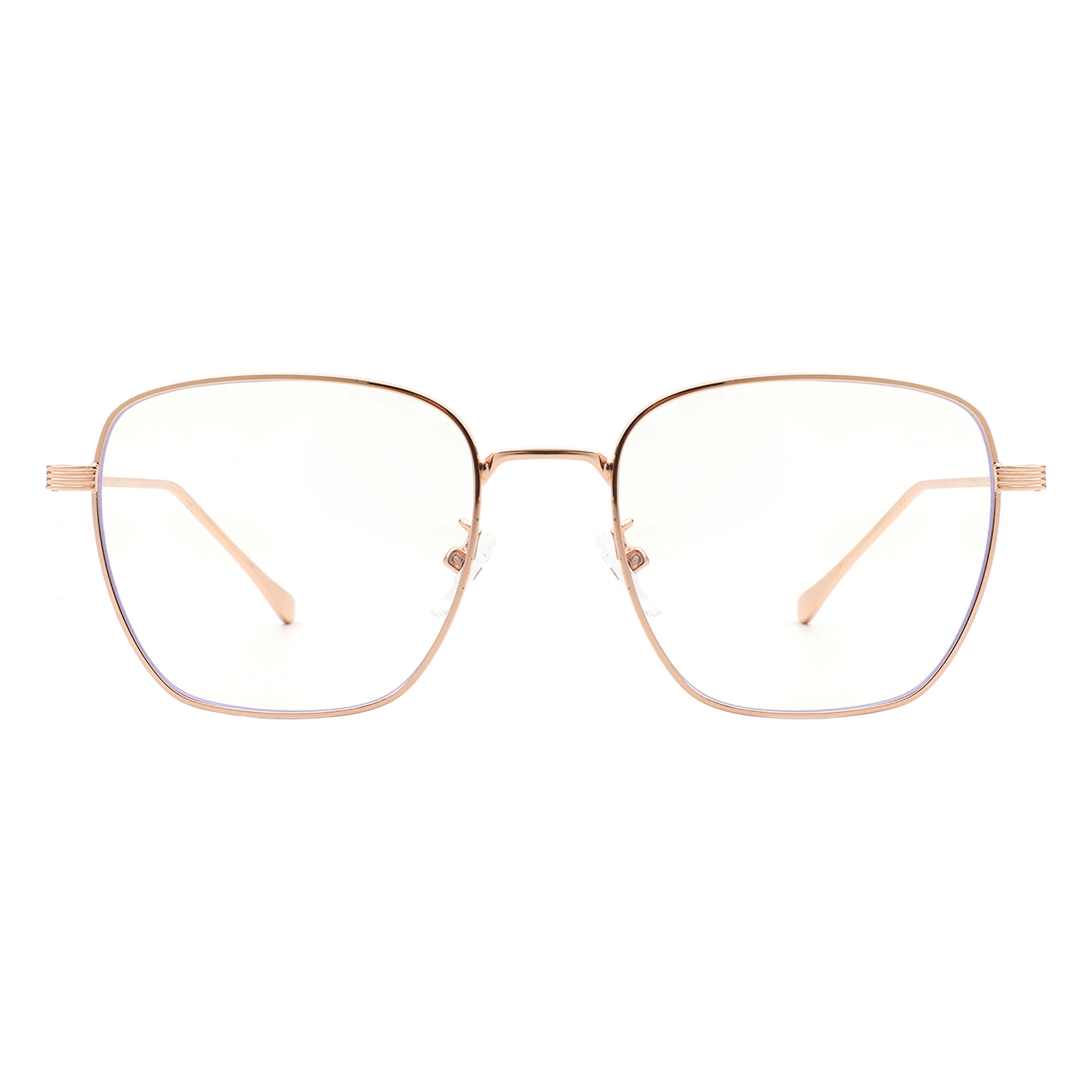 Blue Light Filtering Lens Eyeglasses Classy Square Metal Frame Clear ...