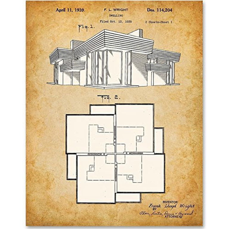 Frank Lloyd Wright Blueprints Glass