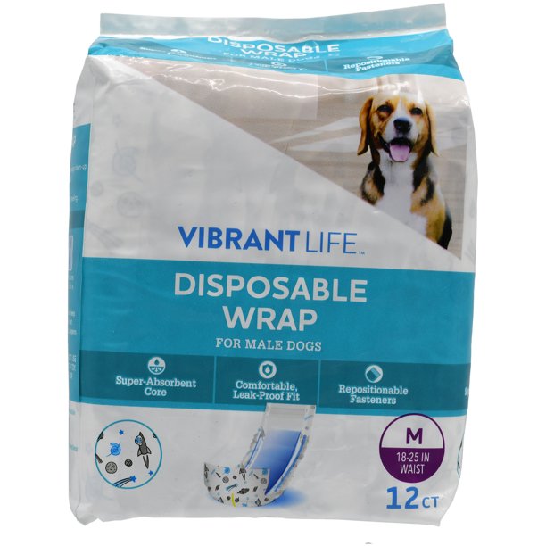 Vibrant Life Disposable Male Wraps for Dogs - Med 12Ct - Walmart.com