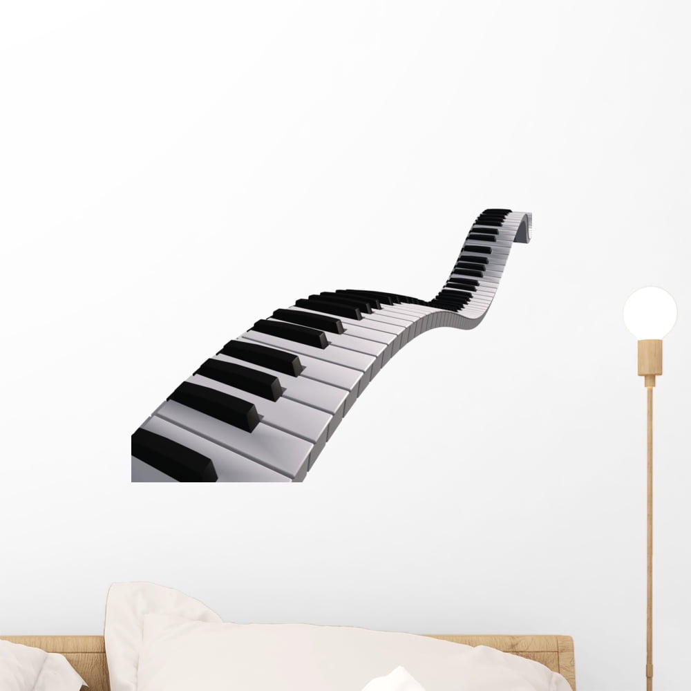 3D Piano Keyboard Floating Wall Mural by Wallmonkeys Peel and Stick ...