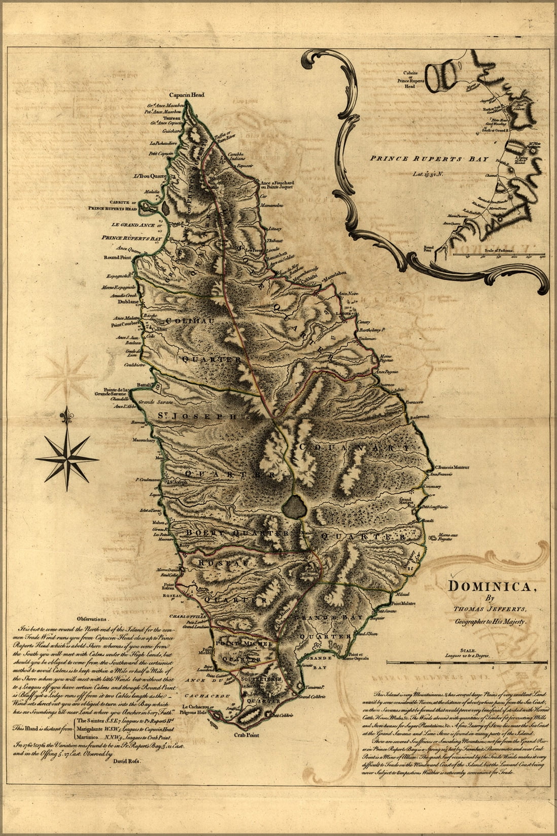 24"x36" Gallery Poster, map of Dominica 1768 - Walmart.com