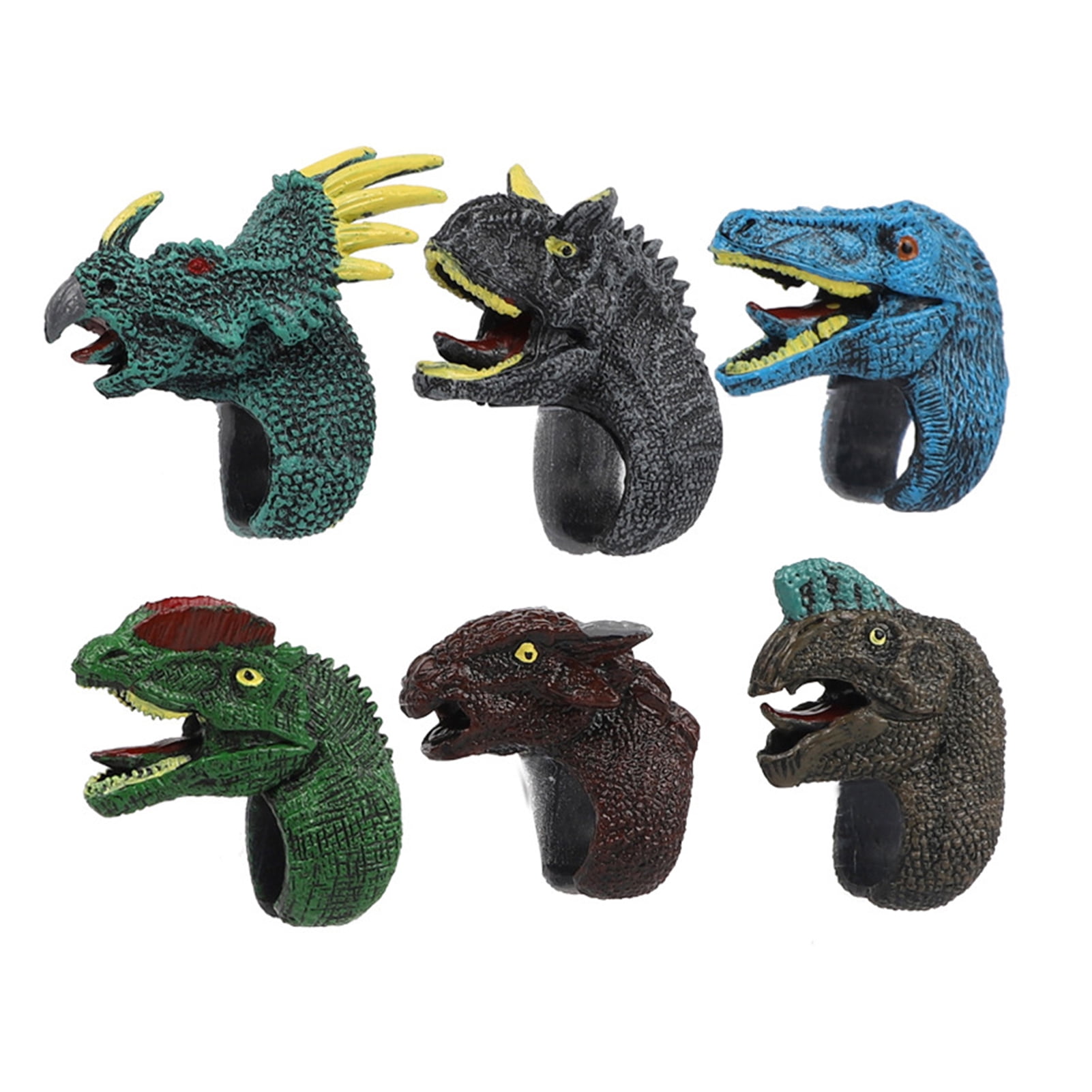 Kripyery 6Pcs Dinosaur Ring Fine Texture Early Learning Animal ...