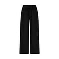 Wide Leg Pants For Women High Waisted Drawstring Cotton Linen Pants