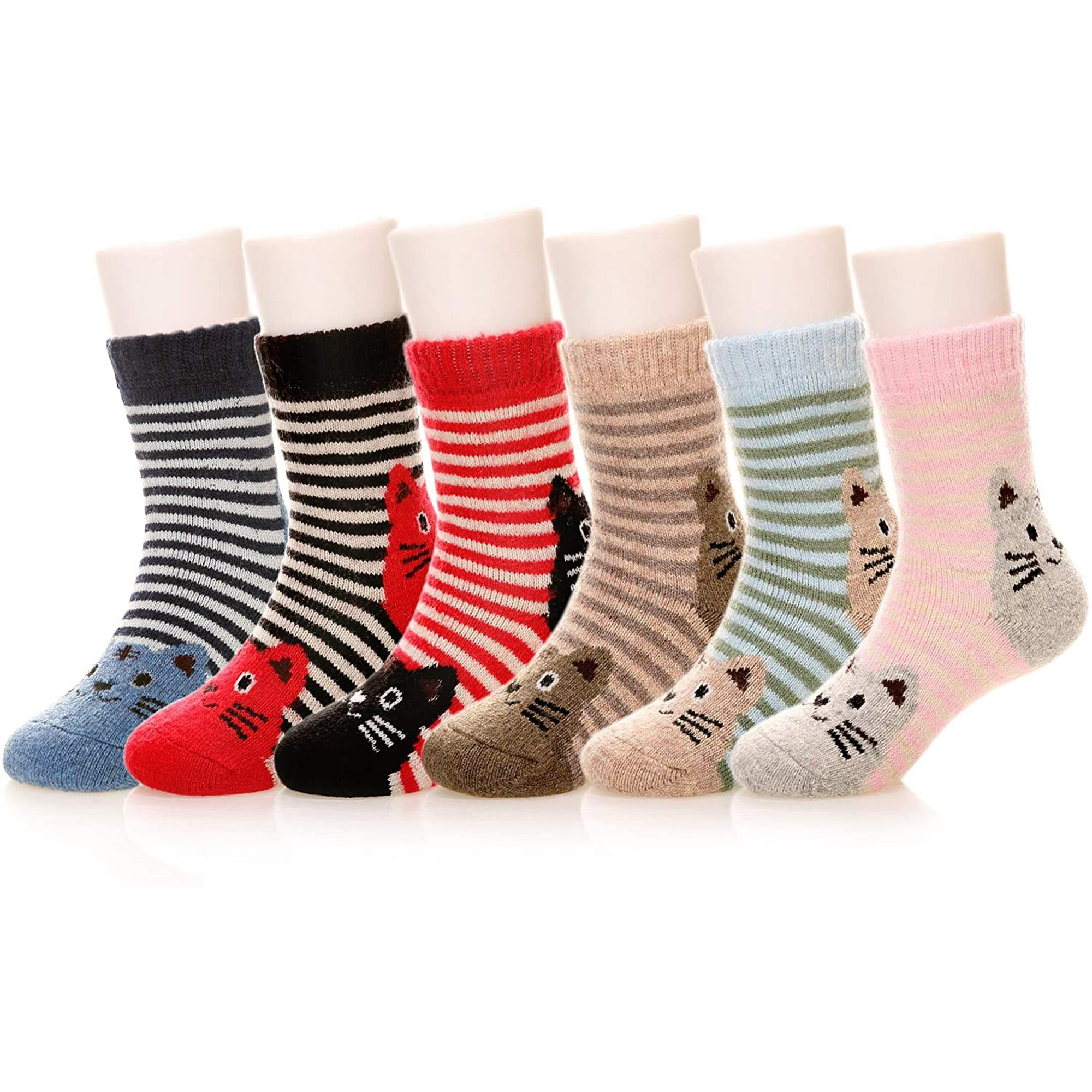 Click here for Riozev 6 Pairs Childrens Winter Warm Wool Animal C... prices