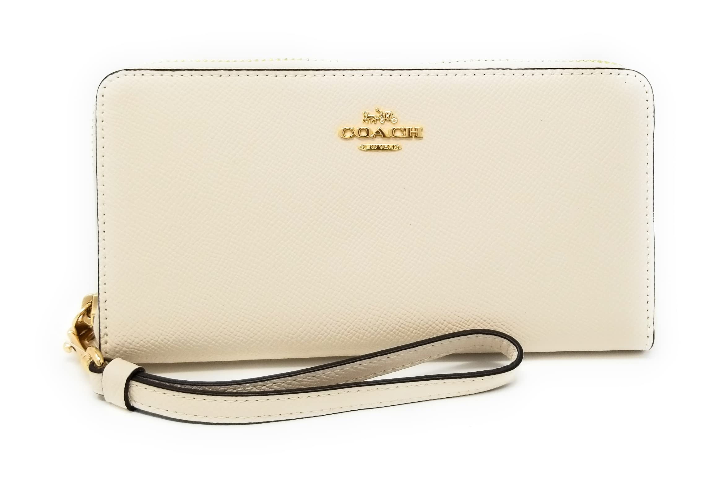 Coach Women's Long Zip Around Wallet (Crossgrain Leather, Chalk ...