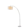78"" Silver Arch Floor Lamp with White Fabric Drum Shade, Brushed ...